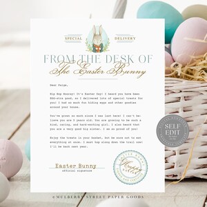 Printable Official Letter From the Desk of the Easter Bunny, Editable ...