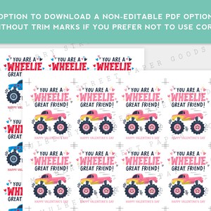 You Are a Wheelie Great Friend Valentine Card Printable Kids Classroom ...