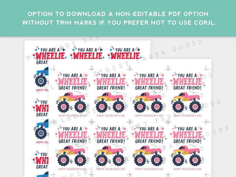 You Are a Wheelie Great Friend Valentine Card Printable Kids Classroom ...