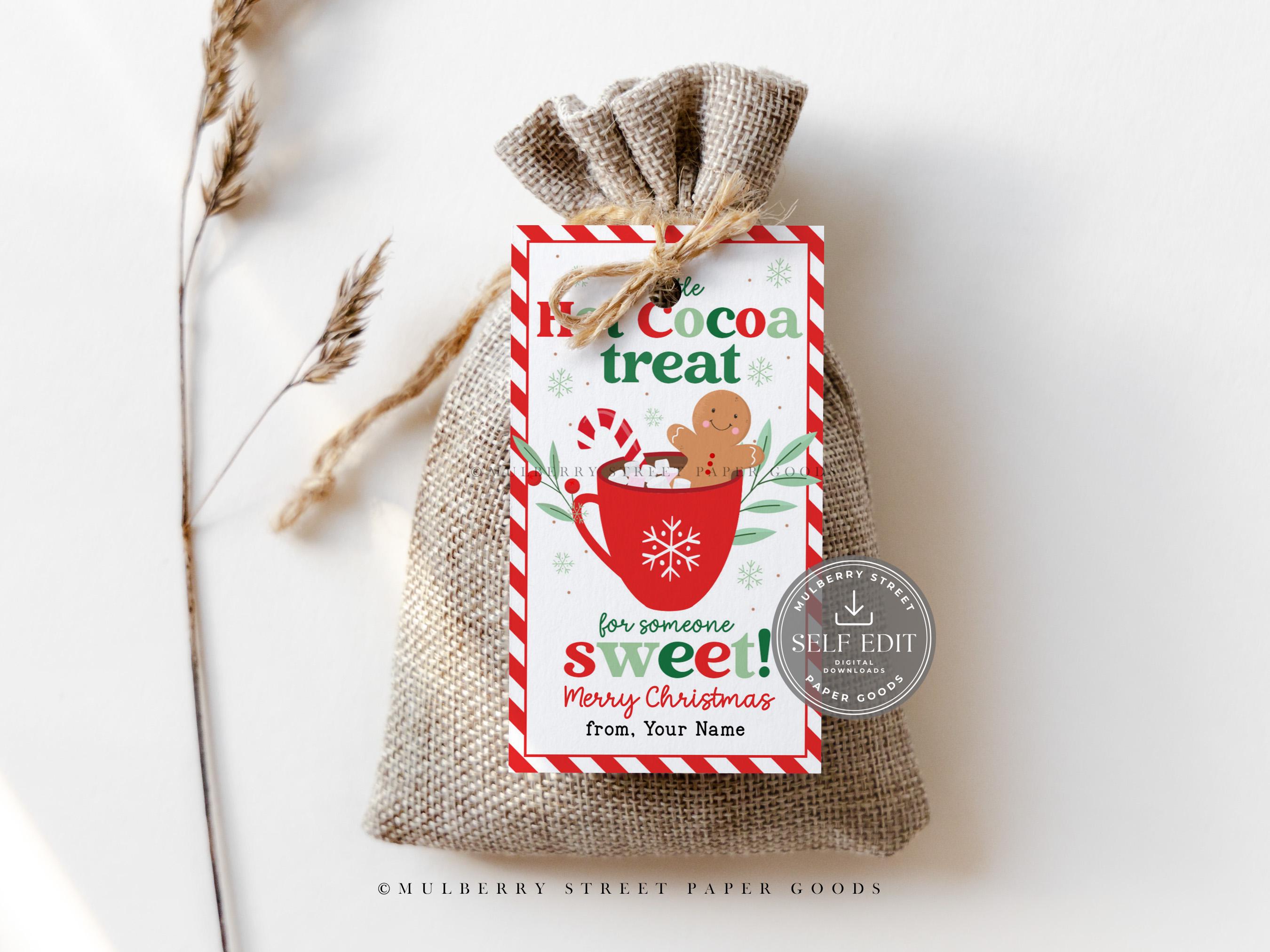 Printable Christmas Hot Chocolate Gift Tag Digital Download Canva ...