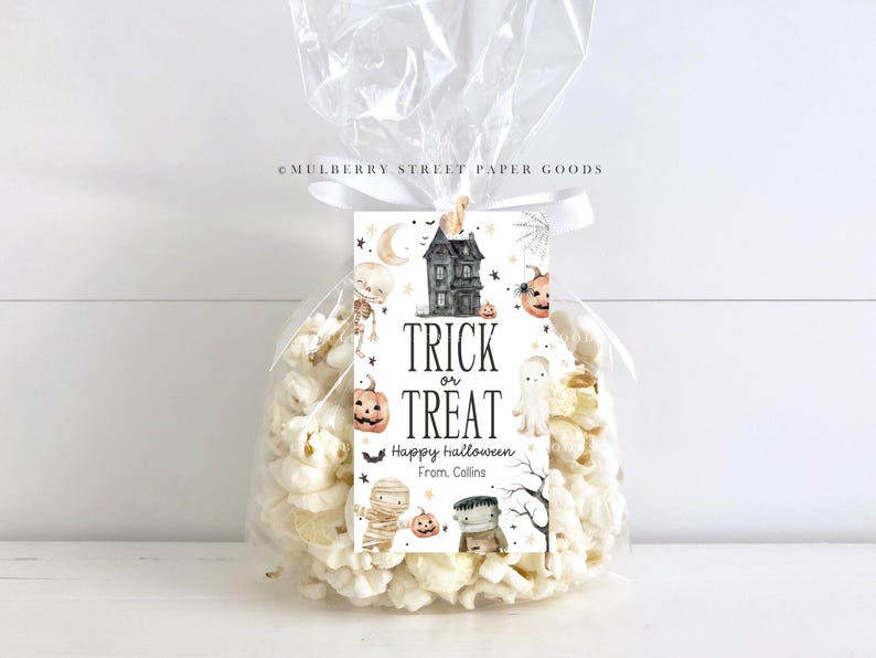 Editable Halloween Gift Tag Printable Trick or Treat Tag Boo Basket ...