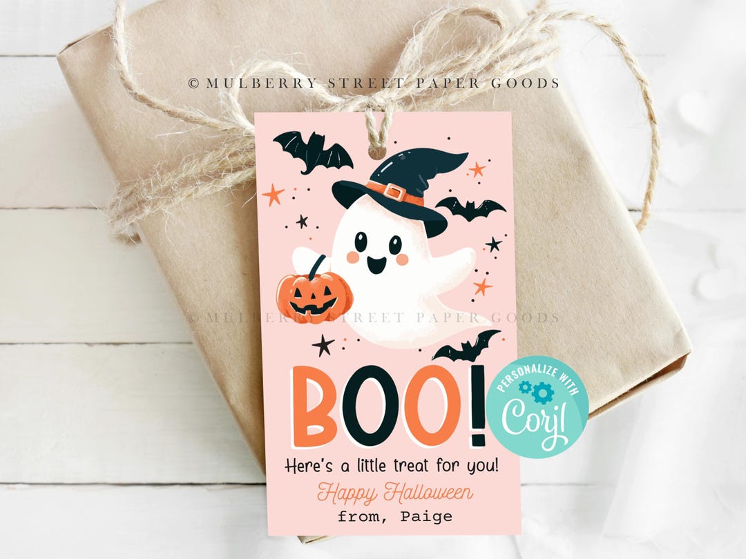 Printable Halloween Treat Tag Pink Halloween Boo Bag Tag Classroom ...