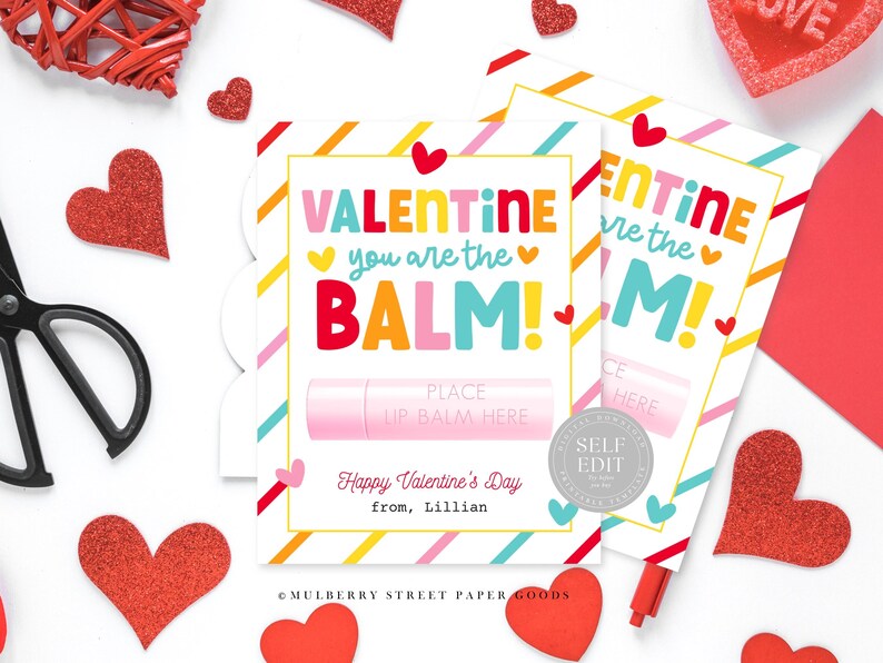 Lip Balm Valentine's Day Card Printable Kids Classroom Chapstick ...
