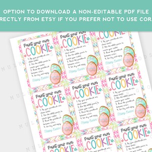 Paint Your Own Easter Cookie Instructions Printable Tag, Easter ...