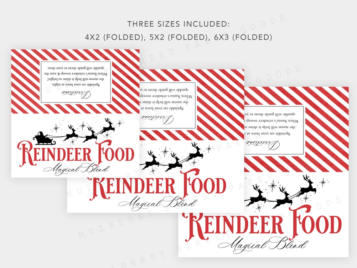 Printable Reindeer Food Treat Bag Topper, Christmas Tradition Reindeer ...