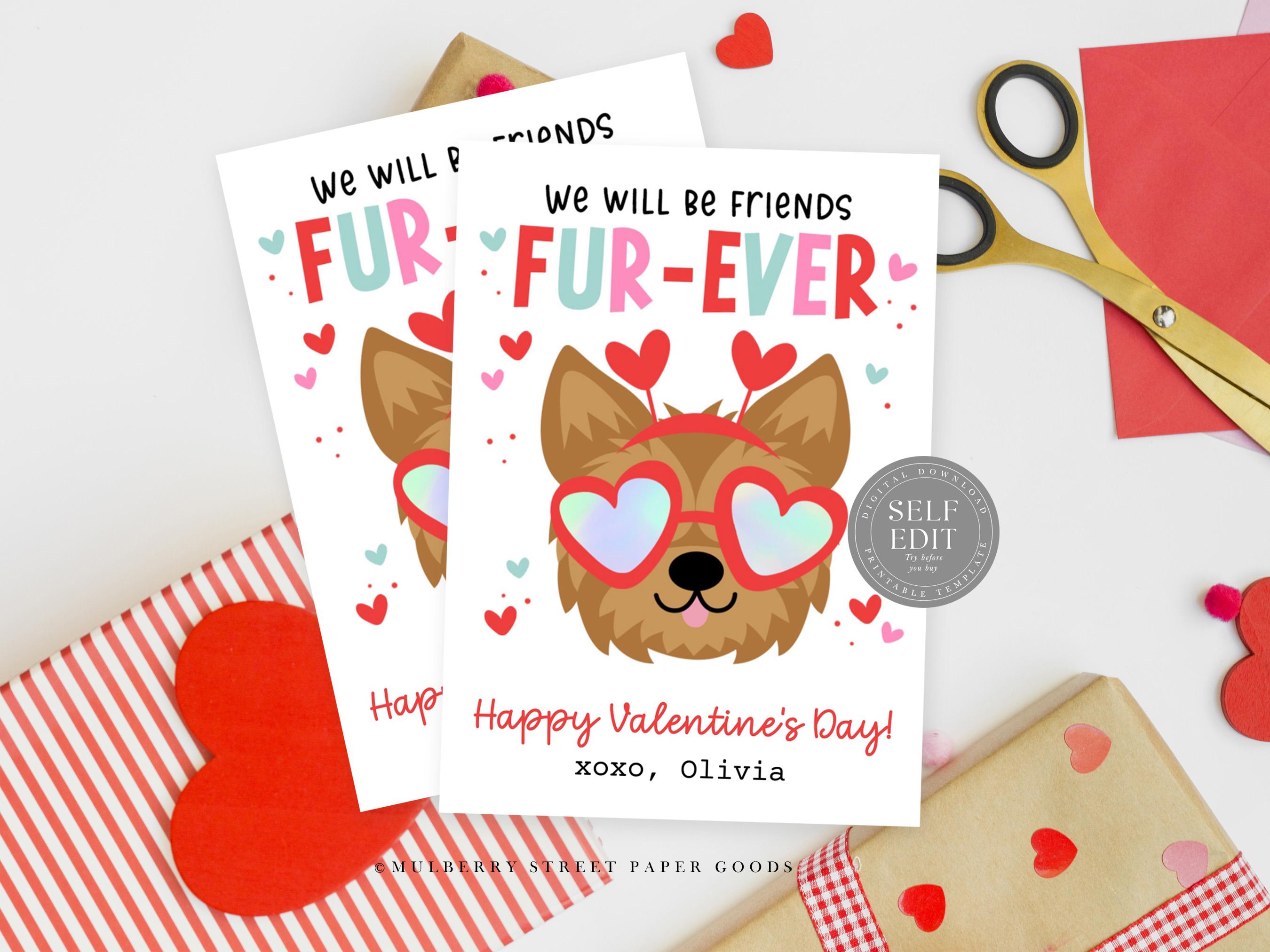 Cute Dog Valentine's Day Card Printable Canva Template Digital Download ...