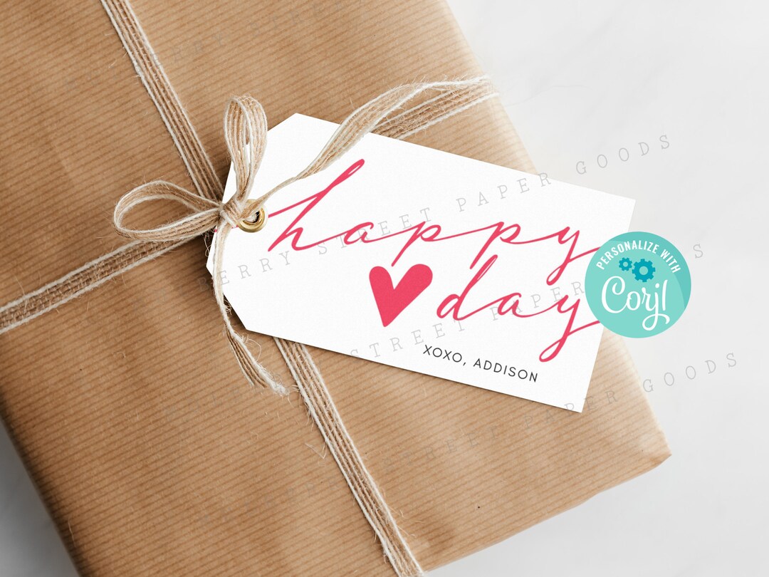 Instant Download Happy Heart Day Valentine Printable Tag, Happy ...
