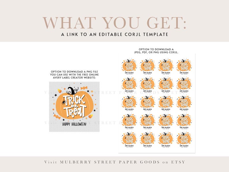 Halloween Circle Sticker Printable Trick or Treat Halloween Tag Party ...