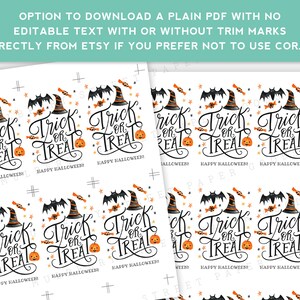 Printable Trick or Treat Gift Tag, Happy Halloween Treat Bag Tag ...