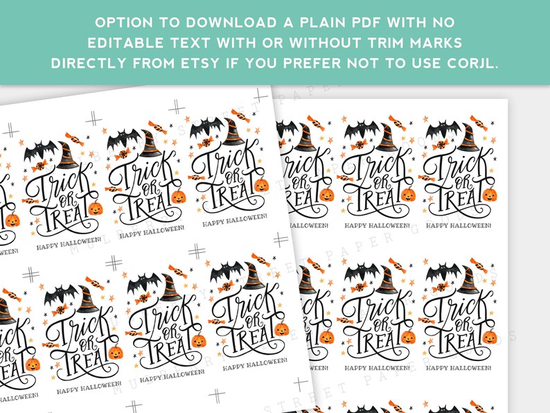 Printable Trick or Treat Gift Tag Happy Halloween Treat Bag - Etsy