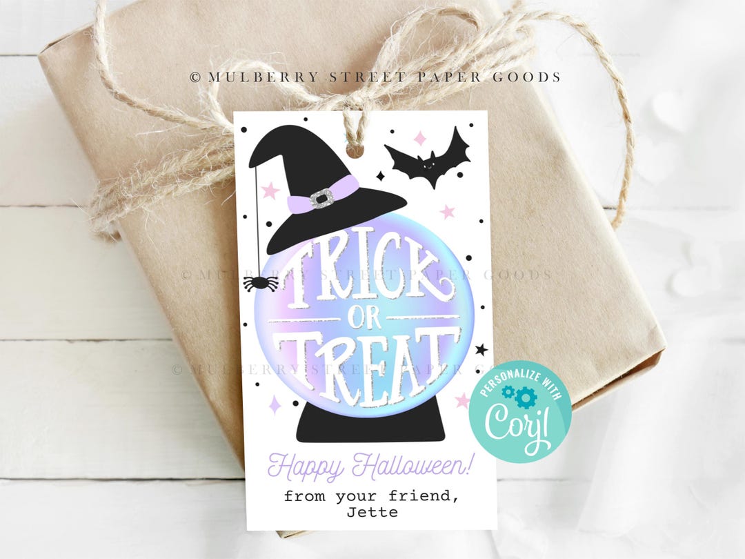 Halloween Gift Tag Printable Pastel Halloween Party Favor Trick or ...