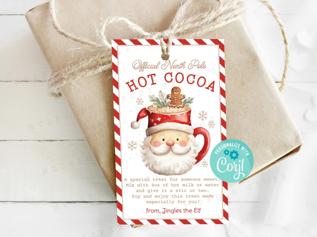 Official North Pole Hot Cocoa Mix Instructions Gift Tag Printable ...