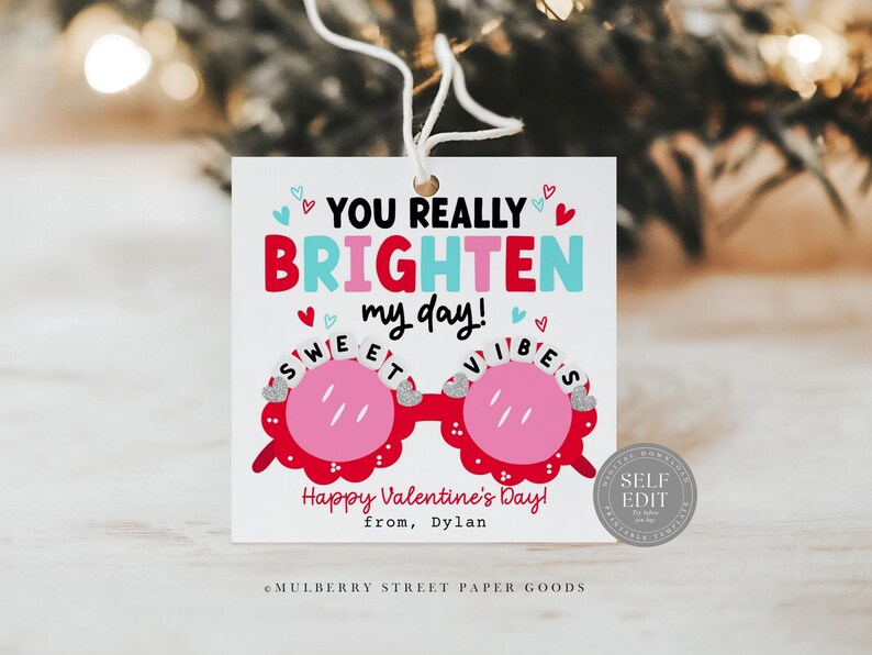 Cute Sunglasses Valentine Gift Tag Friendship Beads Sunglasses ...