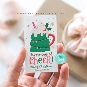 Holiday Hot Cocoa Gift Tag Printable Have a Cup of Cheer Christmas Mug ...