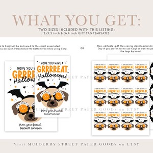 Instant Download Halloween Tag Printable Cute Dog Halloween Gift Tag ...
