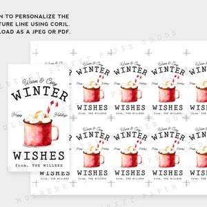 Printable Warm and Cozy Winter Wishes Gift Tag, Hot Cocoa Christmas ...