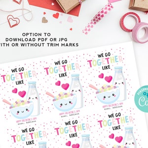 Printable We Go Together Like Cereal and Milk Valentine Card, Instant ...