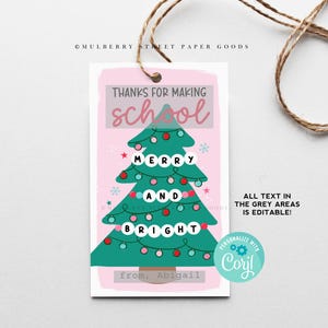 Christmas Friendship Bracelet Gift Tag Printable Personalized Teacher ...