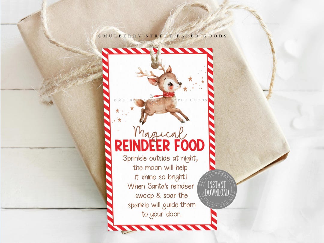 Reindeer Food Gift Tag Digital Download Christmas Eve Box Magical ...