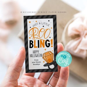Printable Halloween Ring Pop Gift Tag Just A Little Boo Bling Trick or ...