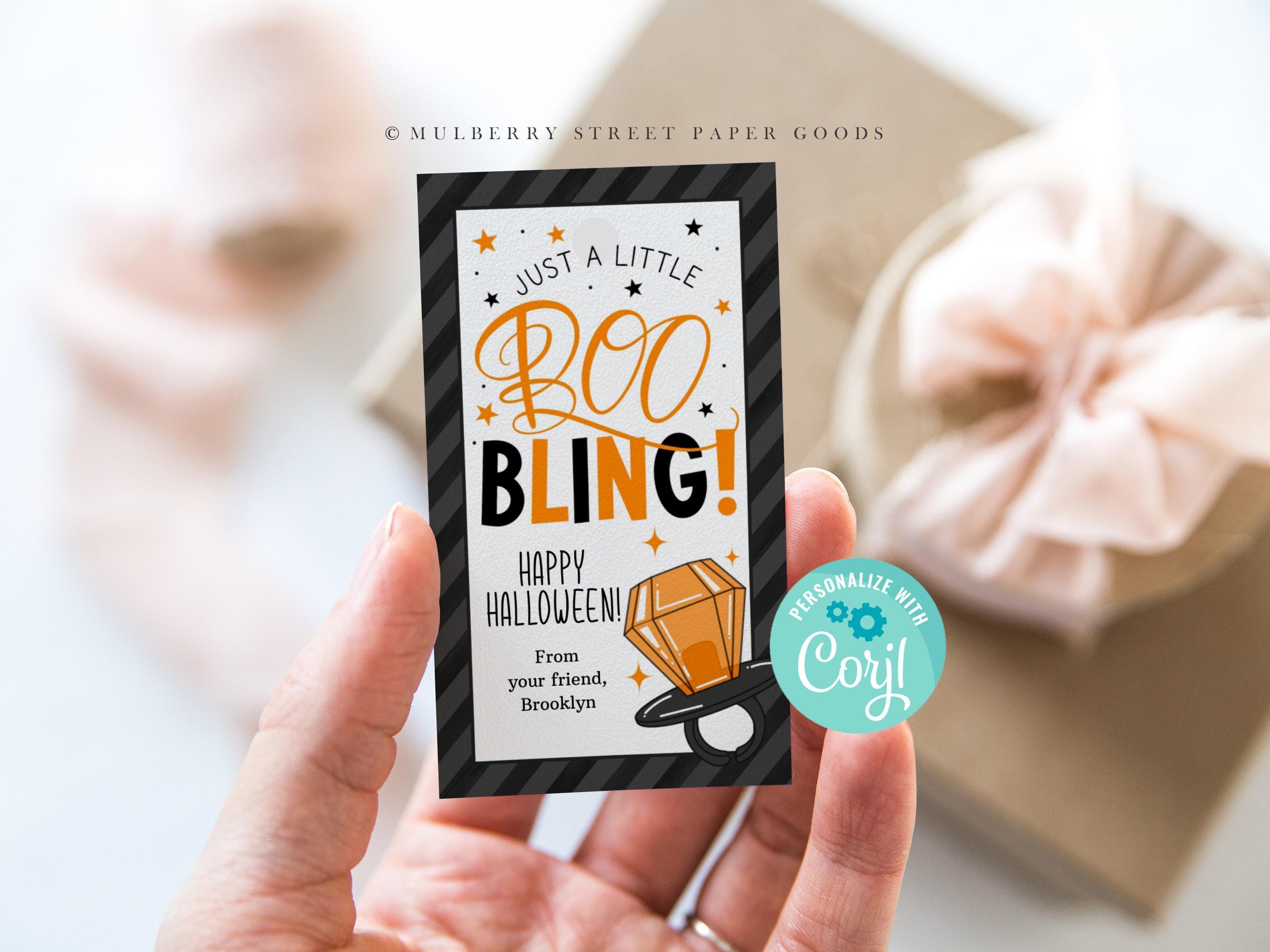 Printable Halloween Ring Pop Gift Tag Just A Little Boo Bling Trick or ...