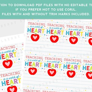 Printable Teaching is a Work of Heart Gift Tag, Instant Download ...