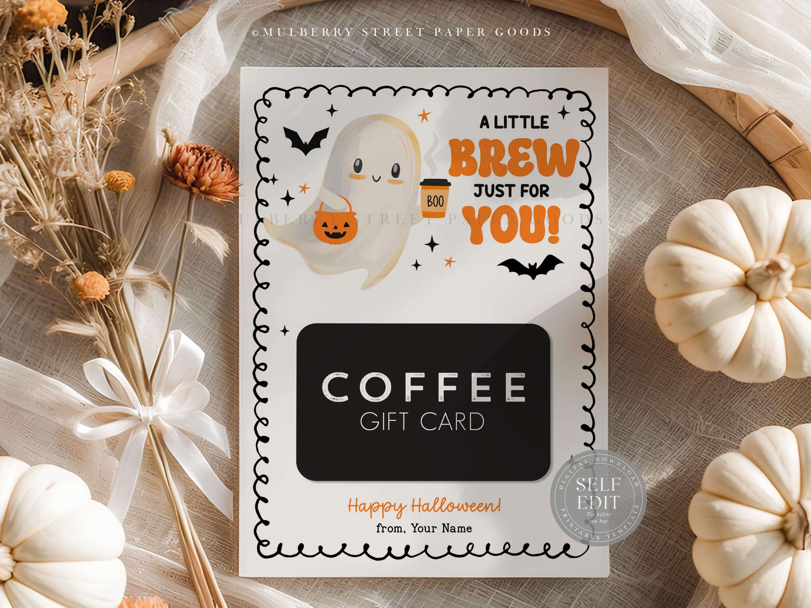 Halloween Coffee Gift Card Holder Template Printable Digital Download A ...