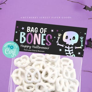 Halloween Bag of Bones Treat Topper Printable Instant Download Trendy ...