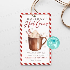 Holiday Hot Cocoa Gift Tag Printable, Christmas Hot Chocolate Mix ...