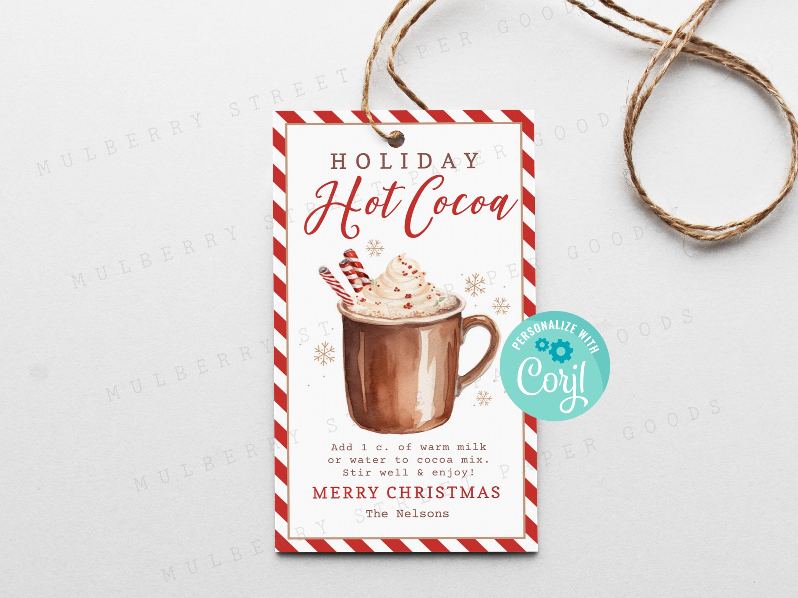 Holiday Hot Cocoa Gift Tag Printable, Christmas Hot Chocolate Mix ...