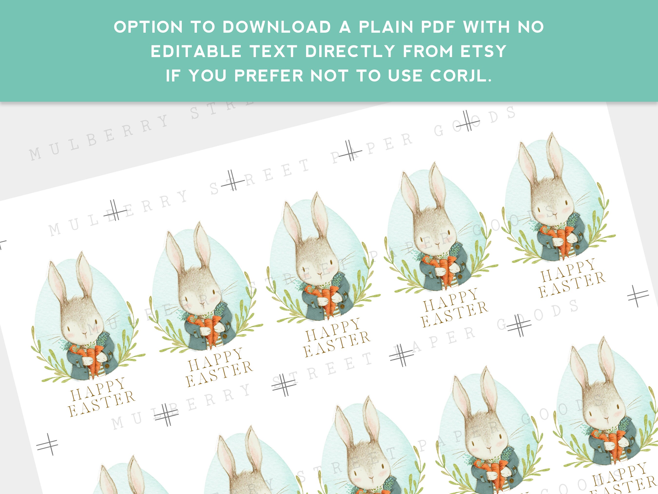 Printable Happy Easter Bunny Gift Tag Instant Download Easter | Etsy