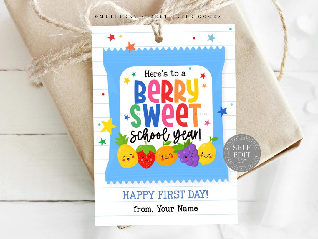 Back to School Printable Gift Tags Canva Template First Day of School ...