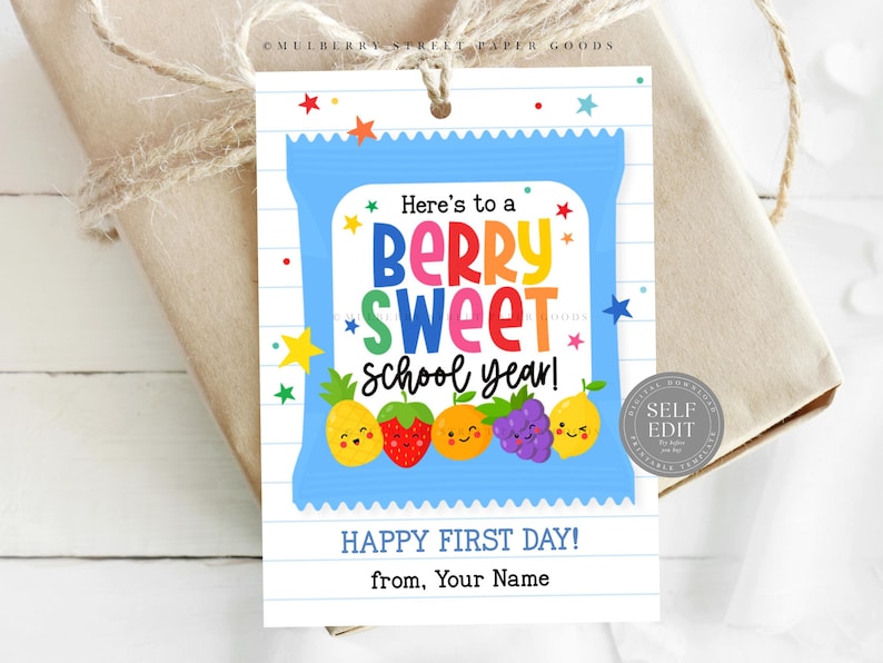Back to School Printable Gift Tags Canva Template First Day of School ...