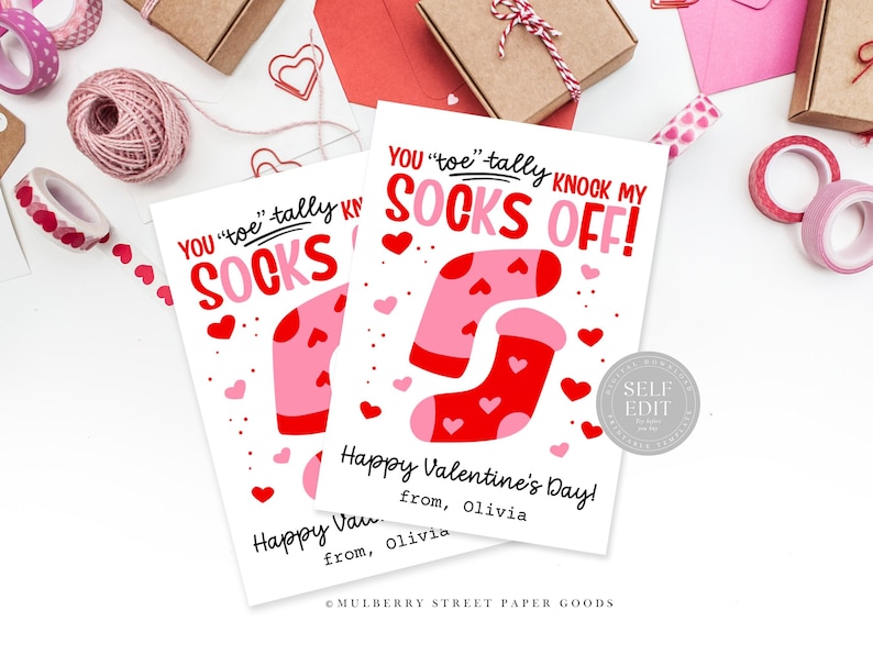 Fuzzy Socks Valentine Card Canva Template Printable Digital Download ...