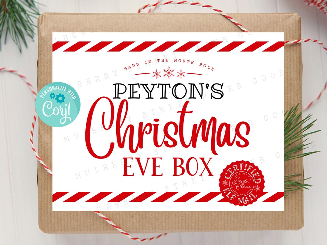 Printable Christmas Eve Box Label, Christmas Eve Tradition, Editable ...