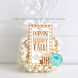 Fall Popcorn Gift Tag Template Printable Just Poppin by Happy Fall ...