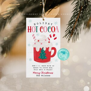 Holiday Hot Cocoa Gift Tag Printable Personalized Hot Chocolate ...