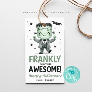 Editable Halloween Gift Tag Instant Download Cute Frankenstein ...