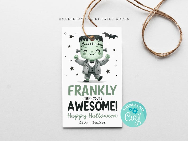 Editable Halloween Gift Tag Instant Download Cute Frankenstein ...