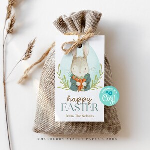 Printable Happy Easter Bunny Gift Tag, Instant Download Easter Bunny ...