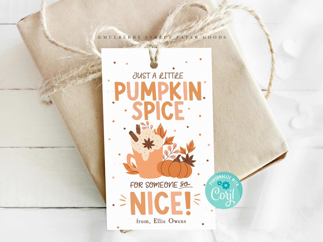 Pumpkin Spice Gift Tag Printable Fall Coffee Gift Tag Autumn Teacher ...