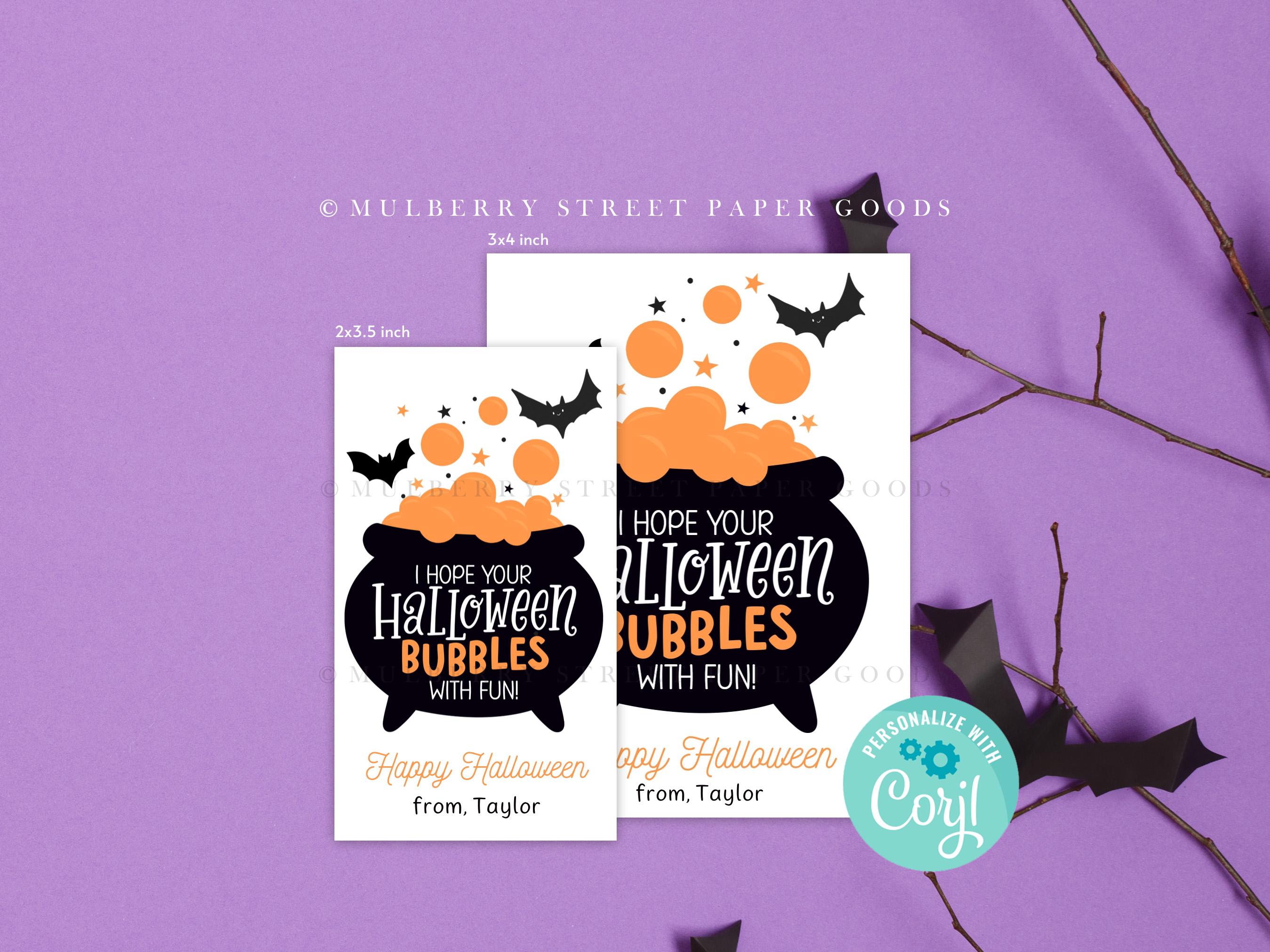 Halloween Gift Tag Printable Halloween Bubbles With Fun Treat Tag ...