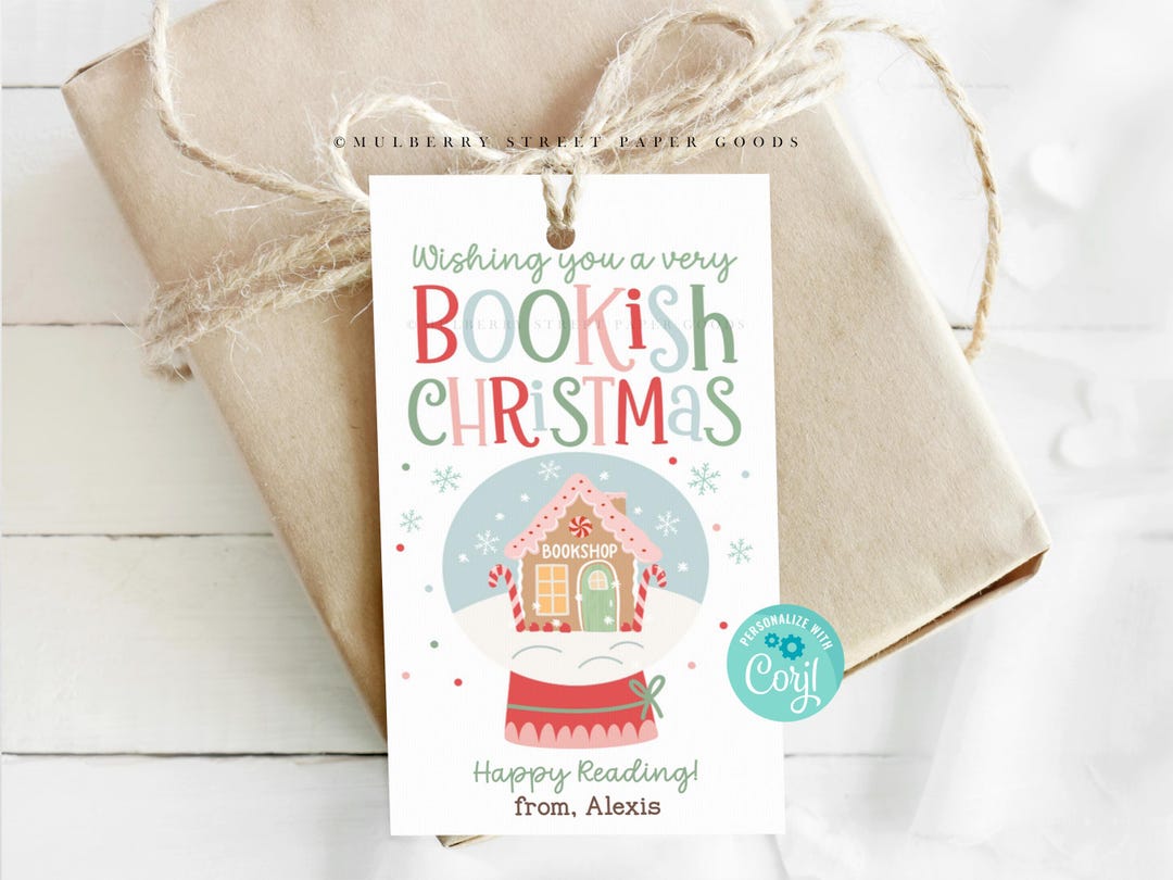 Book Lover Christmas Gift Tag Printable Instant Download Book Club Gift ...