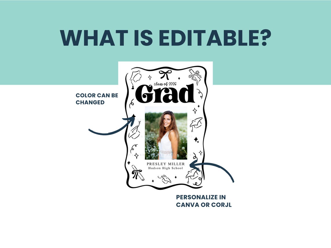 Class of 2026 Graduation Announcement Printable Digital Download Canva ...
