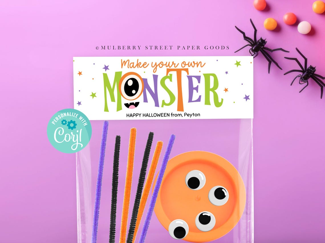 Halloween Make Your Own Monster Bag Topper Halloween Party Favor Build ...