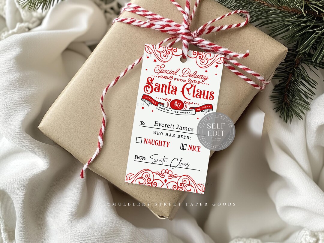 Editable Santa Gift Tag Printable Digital Download Canva Template ...
