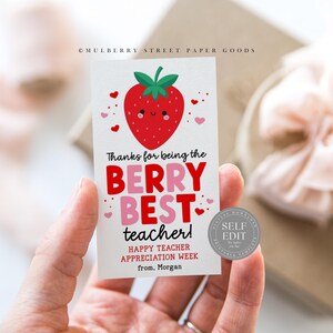 Berry Best Teacher Gift Tag Printableteacher Appreciation Gift Tag ...