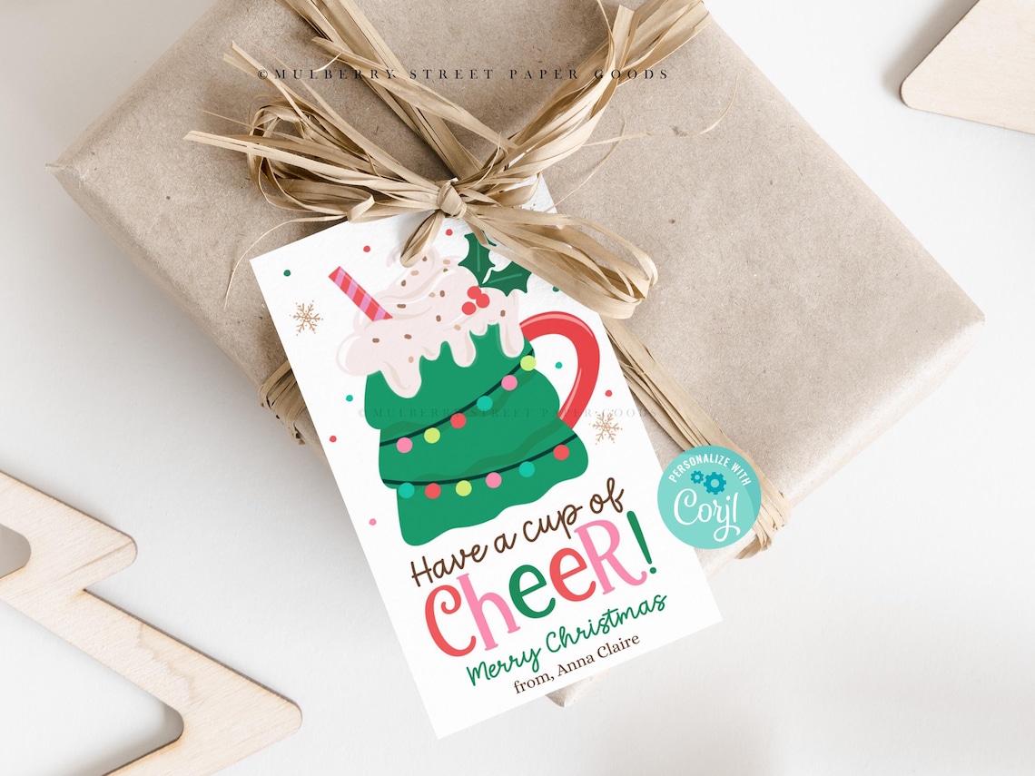 Holiday Hot Cocoa Gift Tag Printable Have a Cup of Cheer Christmas Mug ...