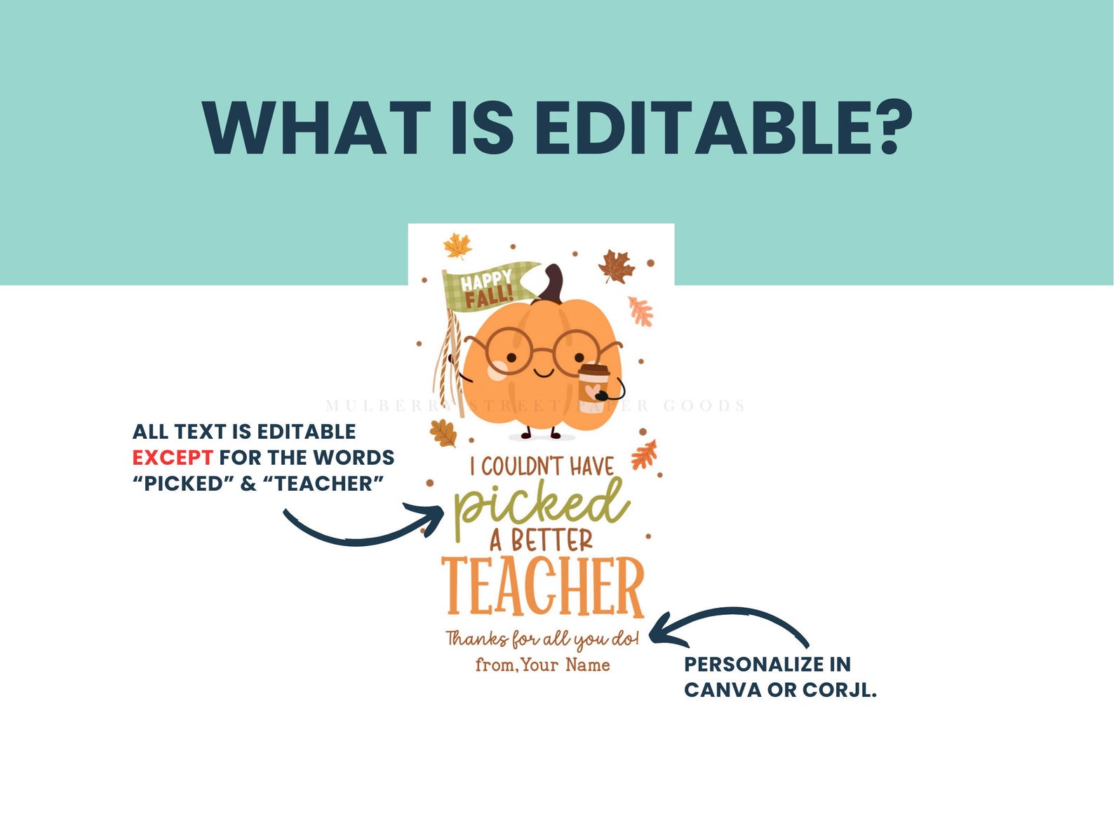 Happy Fall Teacher Gift Tag Printable Digital Download Pumpkin I Couldn ...