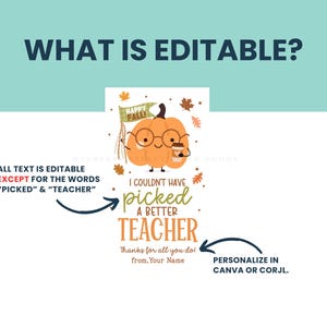 Happy Fall Teacher Gift Tag Printable Digital Download Pumpkin I Couldn ...